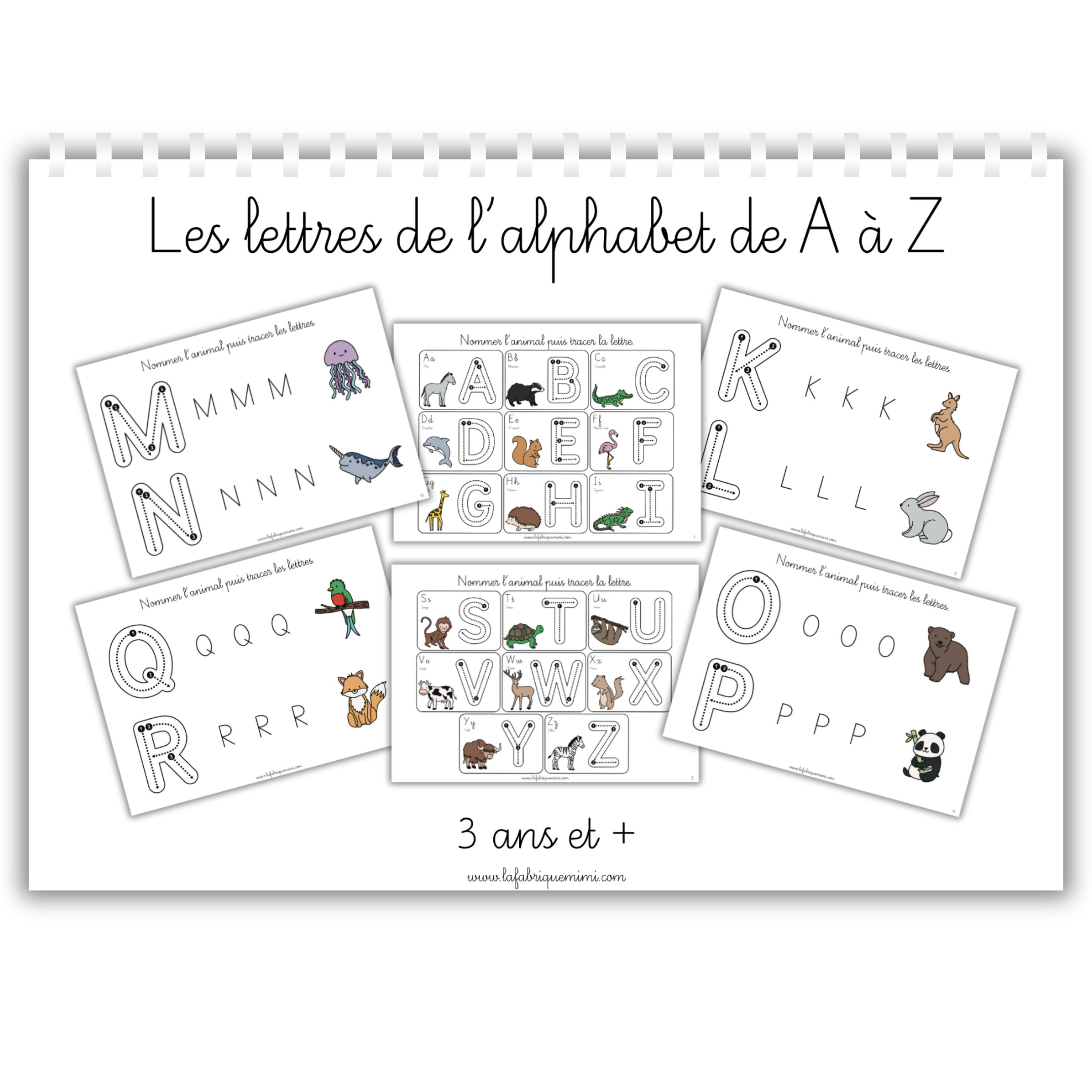 Les lettres de l'alphabet de A à Z - 3 ans et